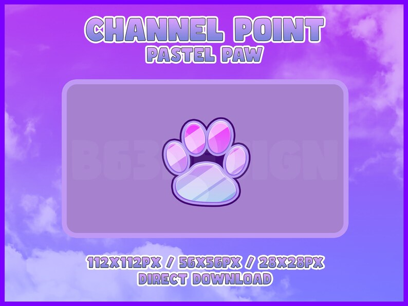 Twitch Channel Point / Emote Pastel Paw Instant Download 112x112px ...