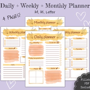 Printable Planner Bundle, Cute Daily Planner Printable, Weekly Planner ...