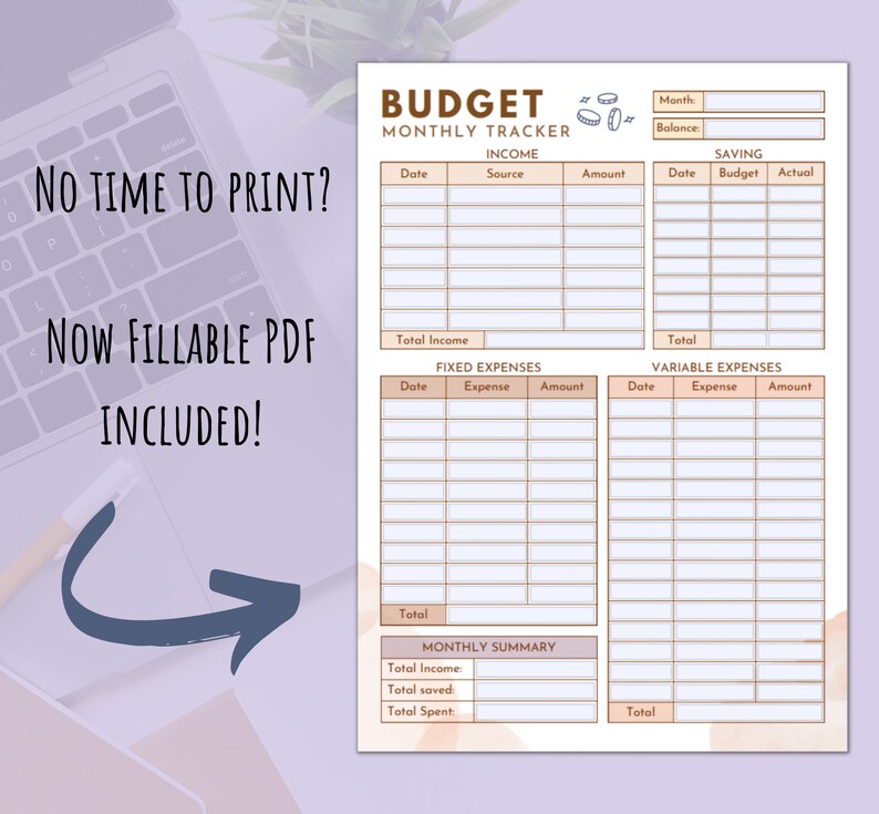 Budget Tracker Printable Budget Planner Monthly Budget - Etsy