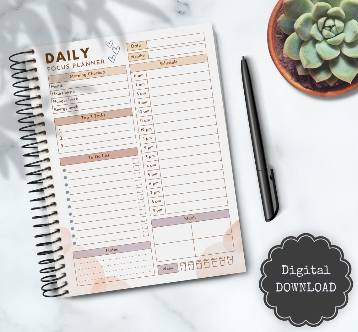 ADHD Planner Daily Planner Printable Daily Focus Planner - Etsy