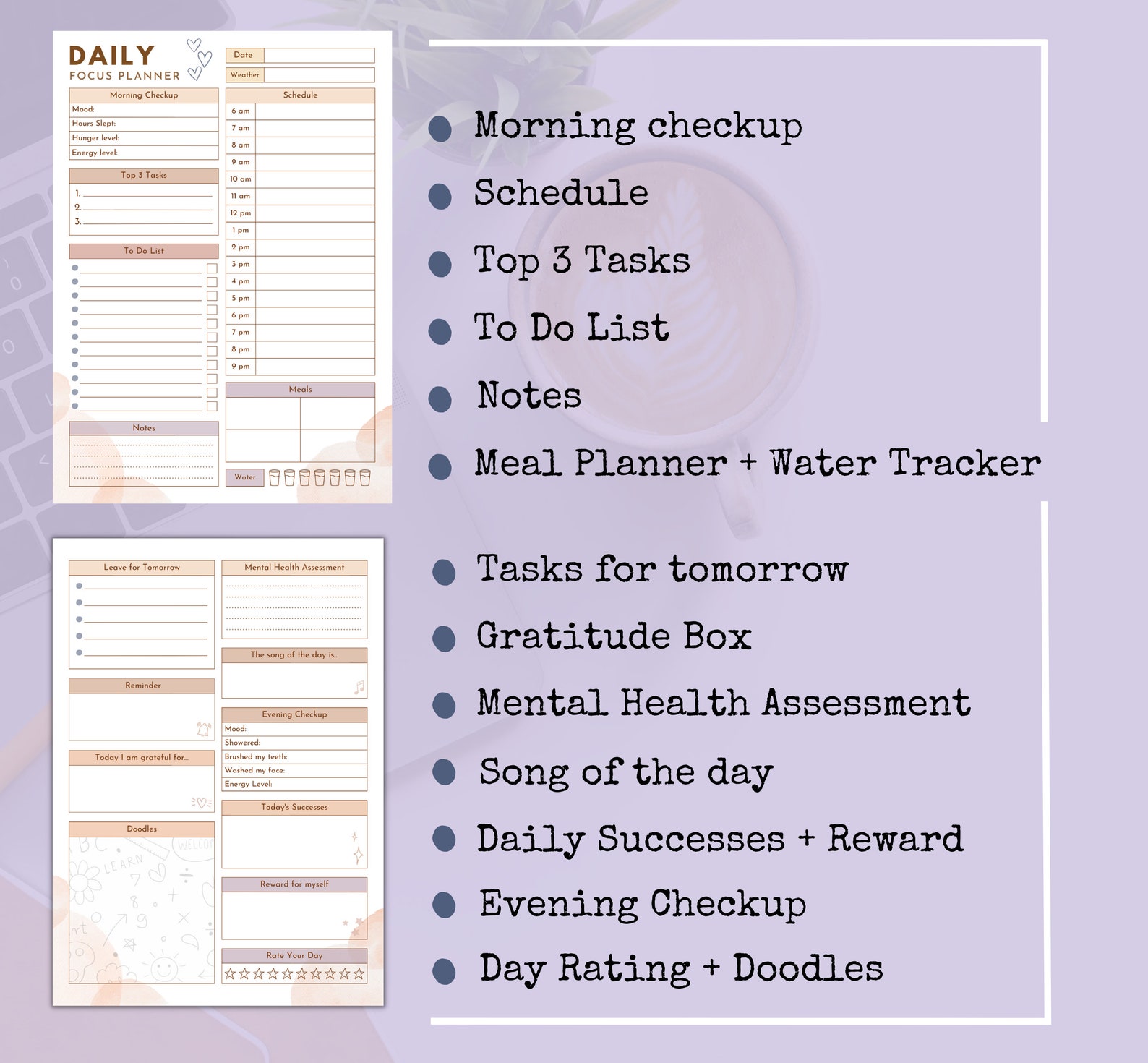 ADHD Planner Daily Planner Printable Daily Focus Planner - Etsy