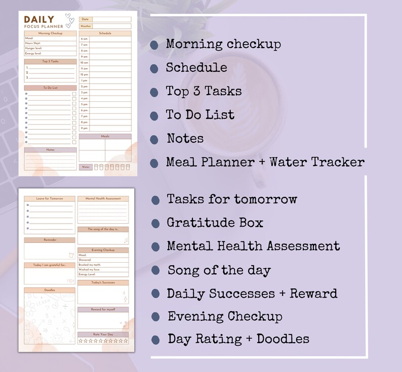 ADHD Planner Daily Planner Printable Daily Focus Planner - Etsy