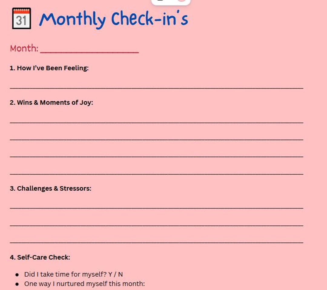 12-month Digital Monthly Check-in for Military Spouses | Self ...