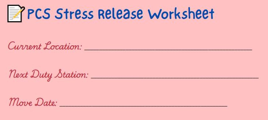 PCS Stress Release Worksheet for Military Spouses | Digital Download - Etsy