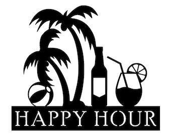 Happy Hour Metal Street Sign Reclaimed Wood Frame - Etsy