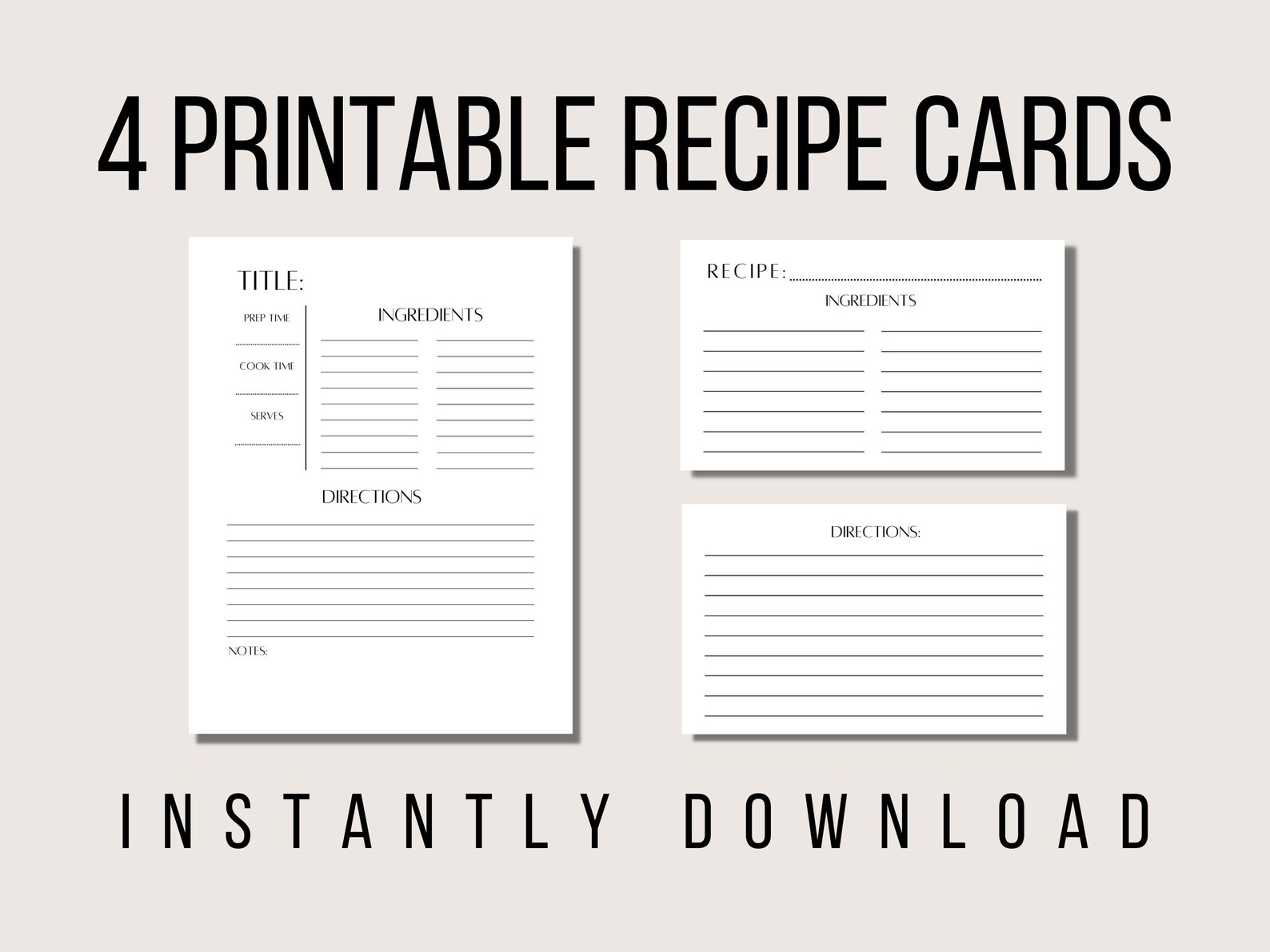 Recipe Card, Recipe Card Printable, Recipe Template, Recipe Card ...
