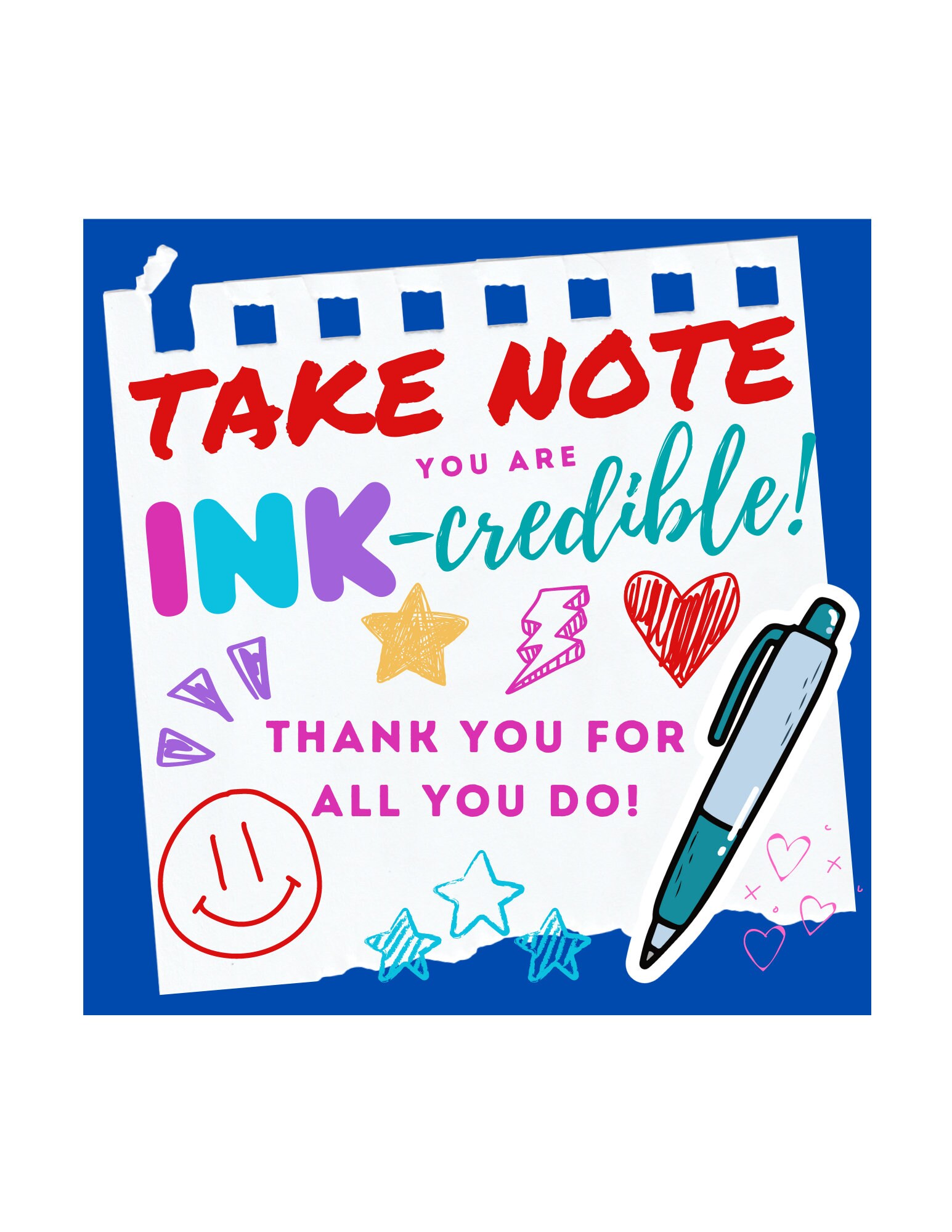 Take Note Printable Appreciation Gift Tag - Etsy