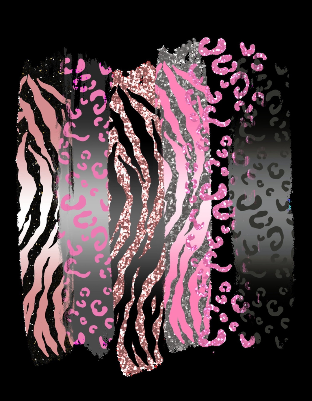 Animal Print Brushstrokes,black Pink an Glitter Brushstrokes,brush ...