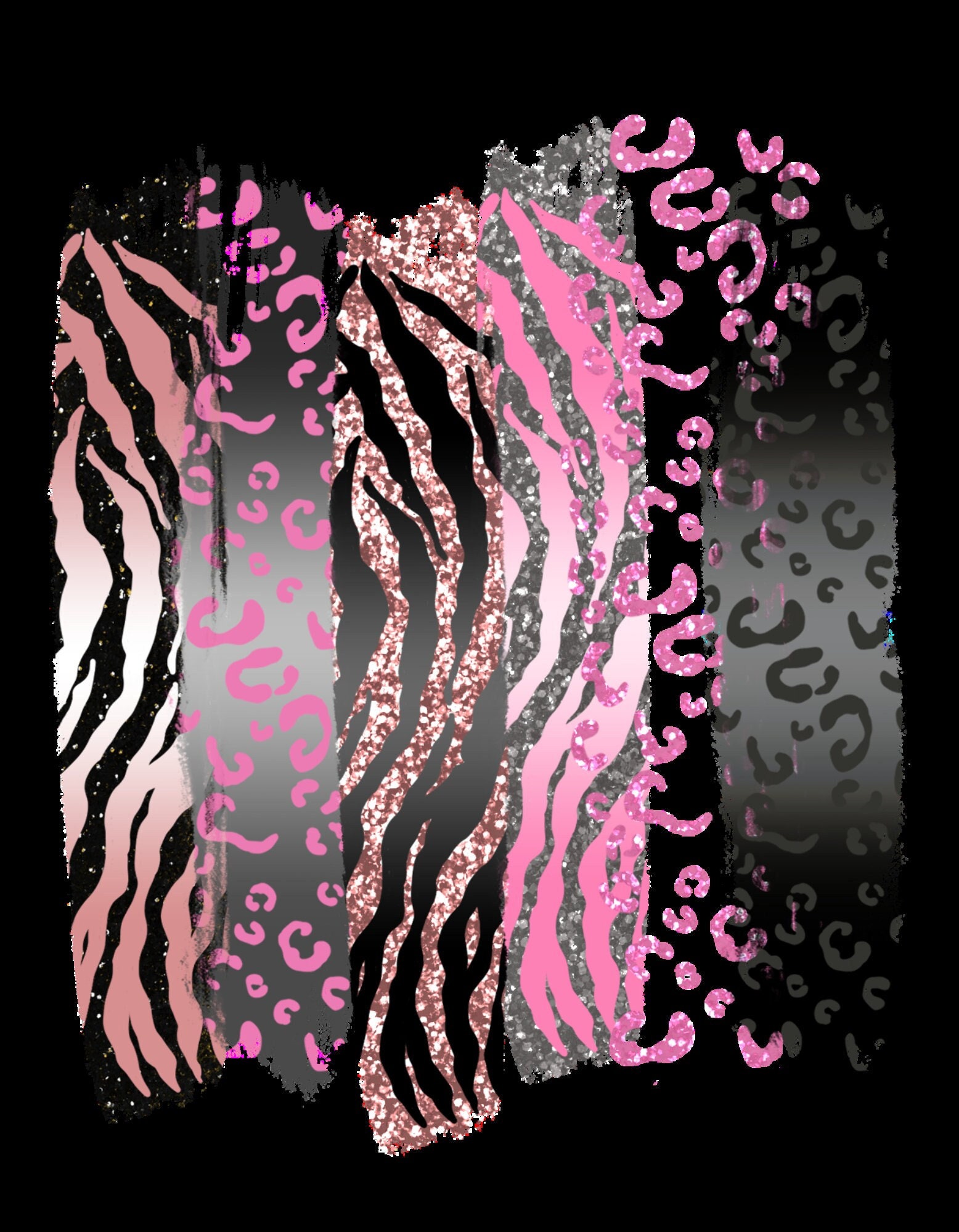 Animal Print Brushstrokes,black Pink an Glitter Brushstrokes,brush ...