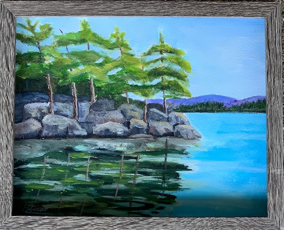 Lake View Original Lake Art Acrylic Art Original Lake Art - Etsy