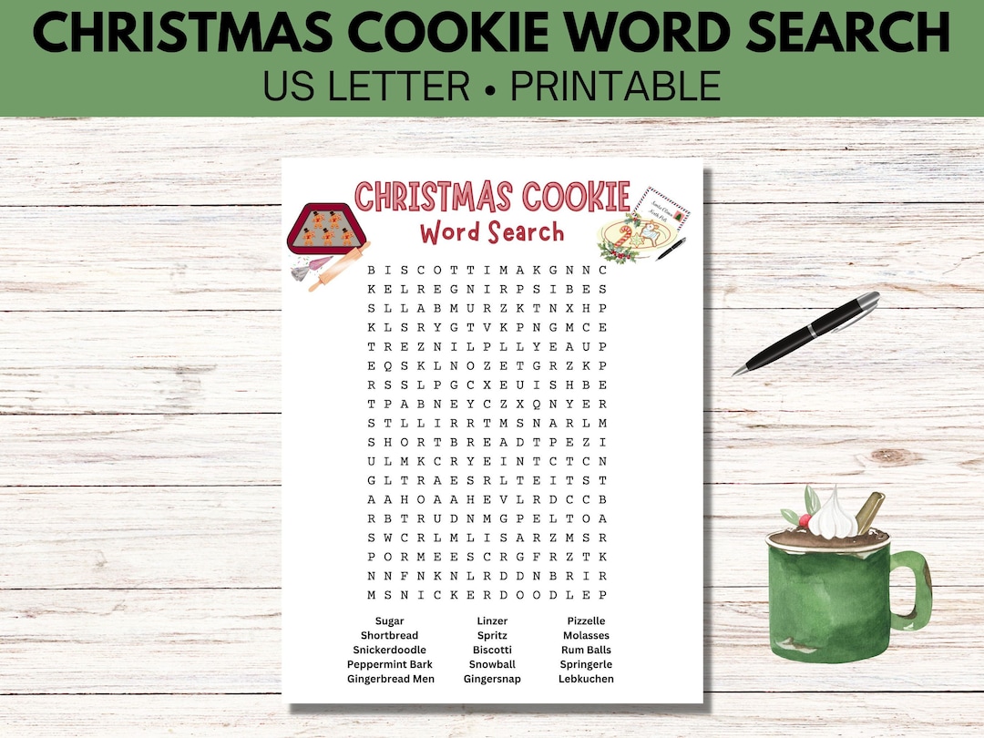 Christmas Cookie Word Search, Winter Word Find, Holiday Printable Games ...