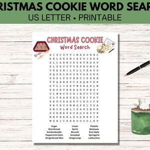 Christmas Cookie Word Search, Winter Word Find, Holiday Printable Games ...