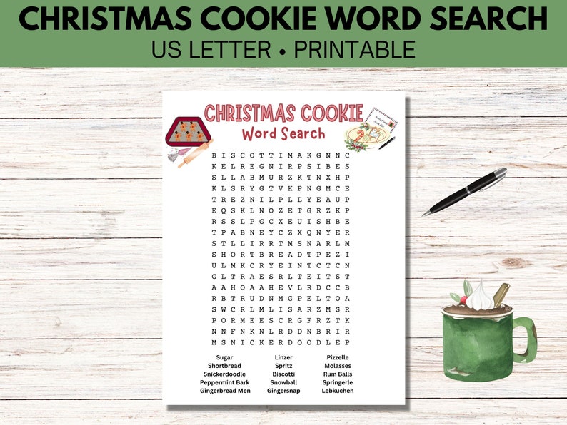Christmas Cookie Word Search, Winter Word Find, Holiday Printable Games ...