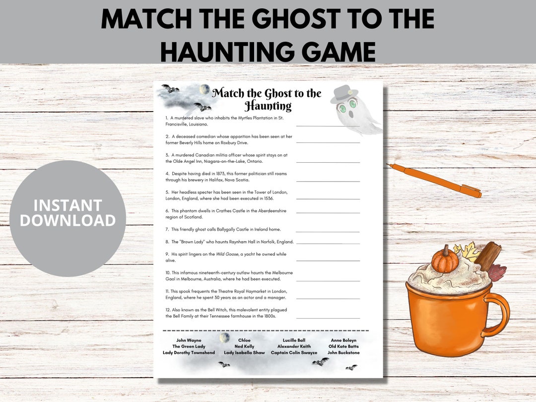 Printable Match the Ghost to the Haunting Game, Halloween Games, Fall ...