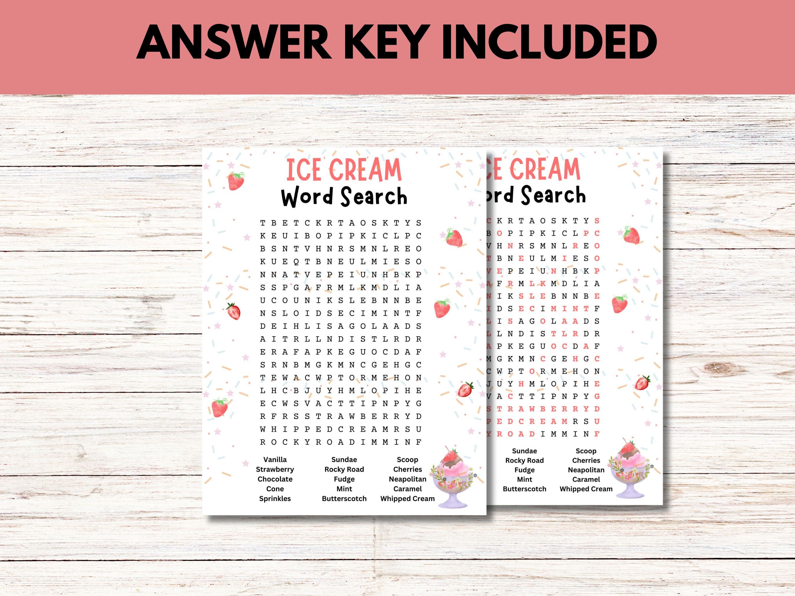 Ice Cream Word Search, Summer Word Find, Summer Classroom Activity ...