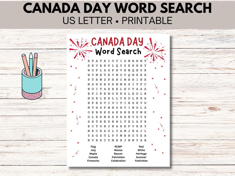 Canada Day Word Search, Summer Word Search, Canada Day Classroom ...