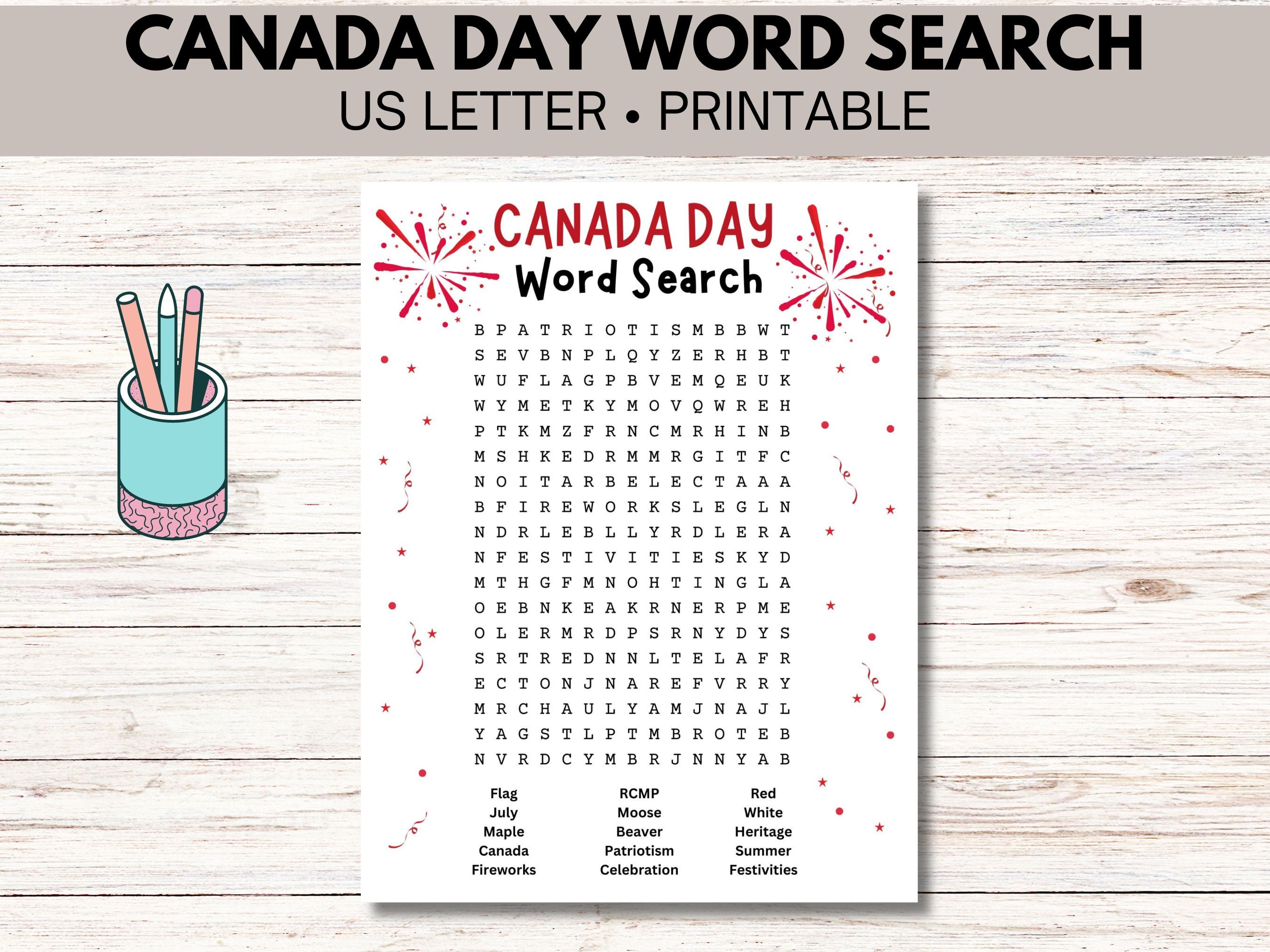 Canada Day Word Search, Summer Word Search, Canada Day Classroom ...