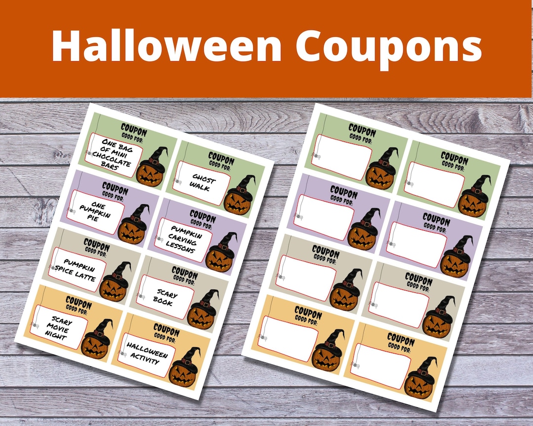 Printable Halloween Coupons, Halloween Vouchers, October Coupons - Etsy