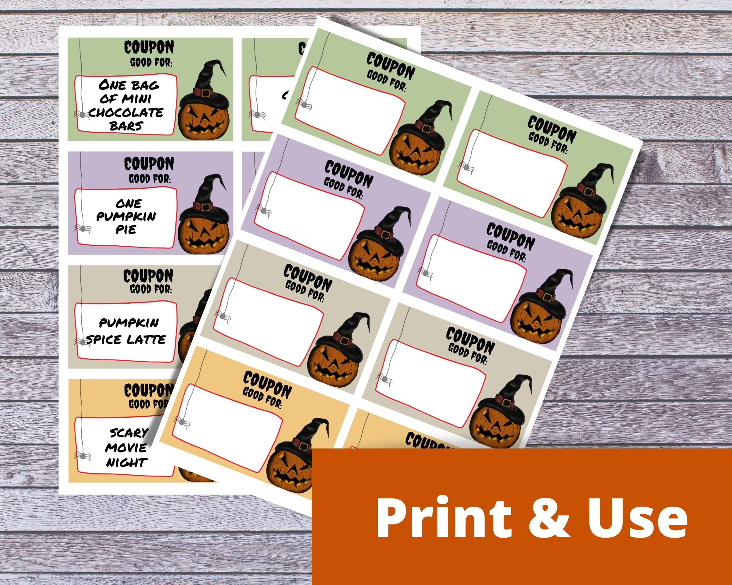 Printable Halloween Coupons, DIY Vouchers (PDF) - Etsy