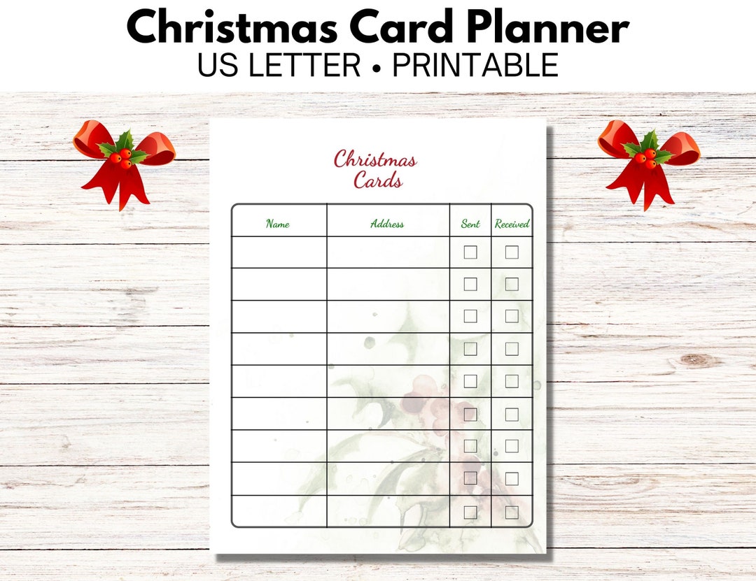Printable Christmas Card Planner, Christmas Card Checklist, Christmas ...