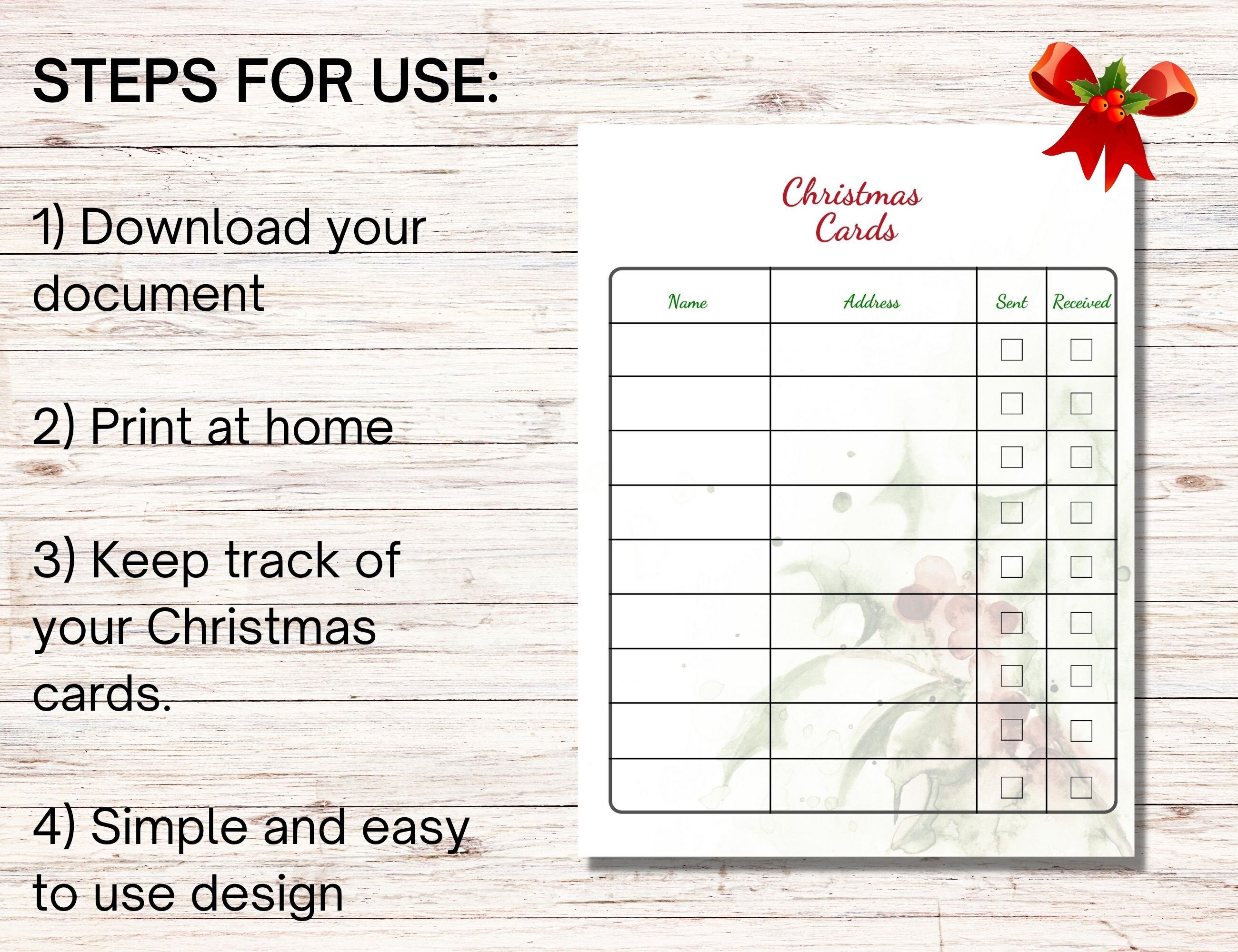 Printable Christmas Card Planner, Christmas Card Checklist, Christmas ...