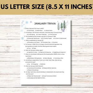 January Trivia Printable Game, Winter Word Game, Winter Home School ...