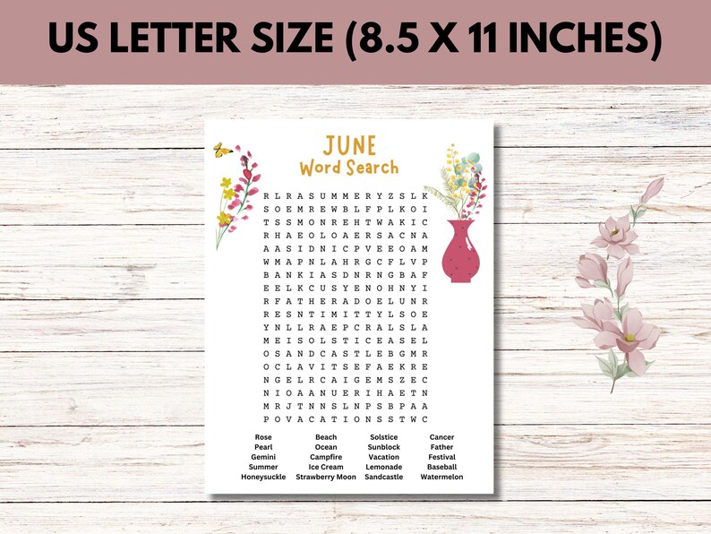 June Word Search Printable, Summer Word Hunt, June Word Find Classroom ...