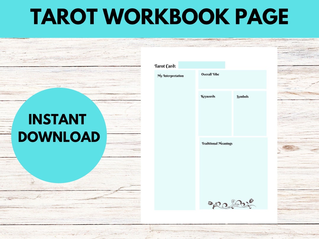Tarot Workbook Page (turquoise) Printable, Tarot Study Aide, Tarot ...