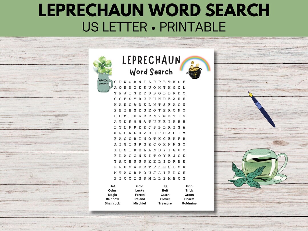 Printable Leprechaun Word Search, St. Patrick's Day Word Hunt, Spring ...
