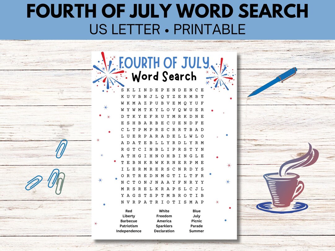 Fourth of July Word Search, Independence Day Word Search, Fourth of ...