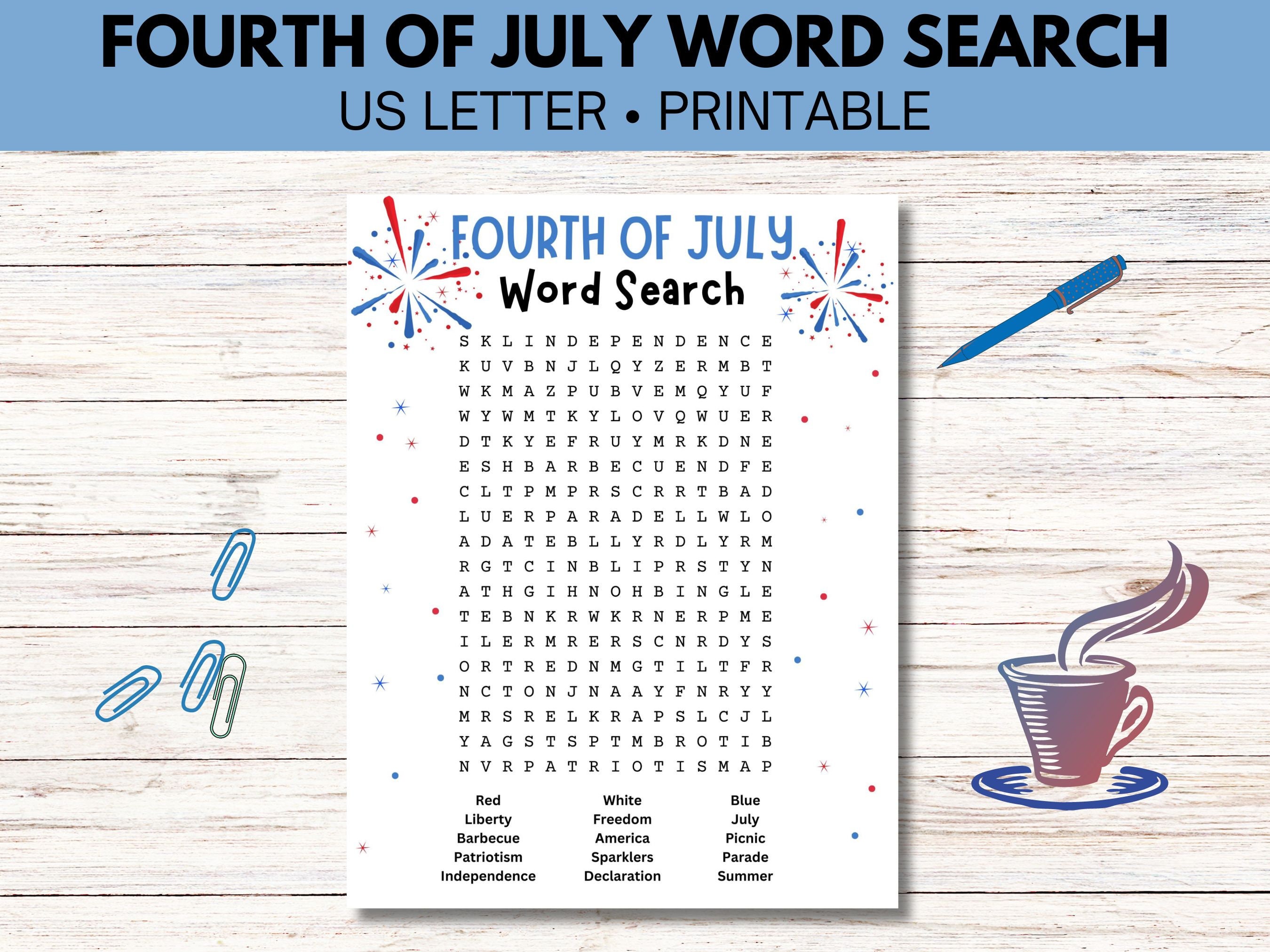 Fourth of July Word Search, Independence Day Word Search, Fourth of ...