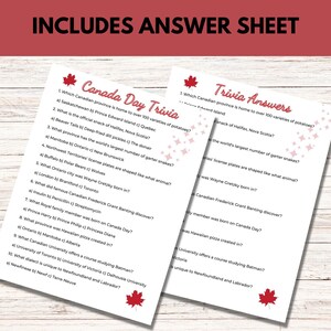 Canada Day Trivia Game, July First Printable, Canadian Memorabilia - Etsy