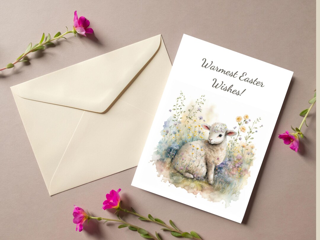Easter Greeting Card, Easter Lamb Card, Easter Printable, Spring ...