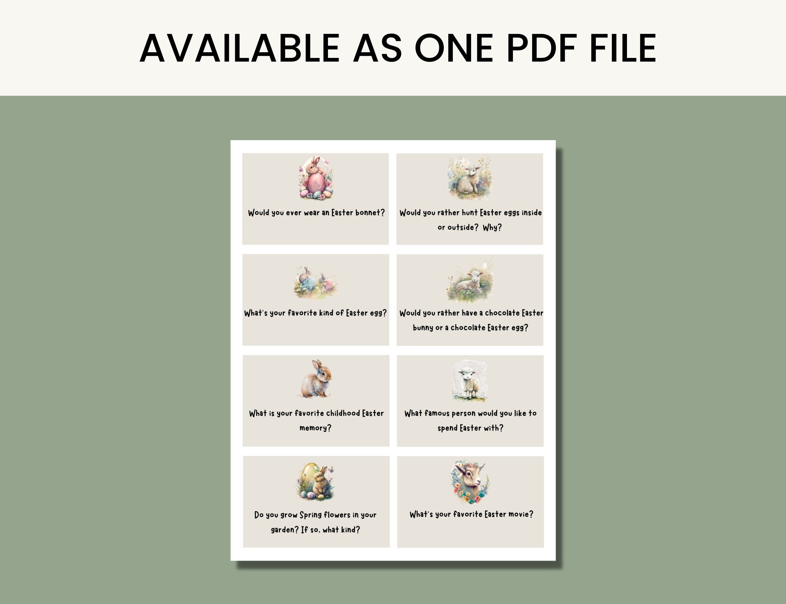 Easter Conversation Starter Cards Printable, Easter Question Cards ...