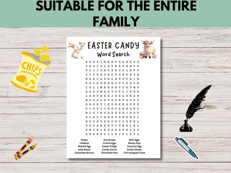 Easter Candy Word Search Printable, Spring Word Hunt, Easter Home ...