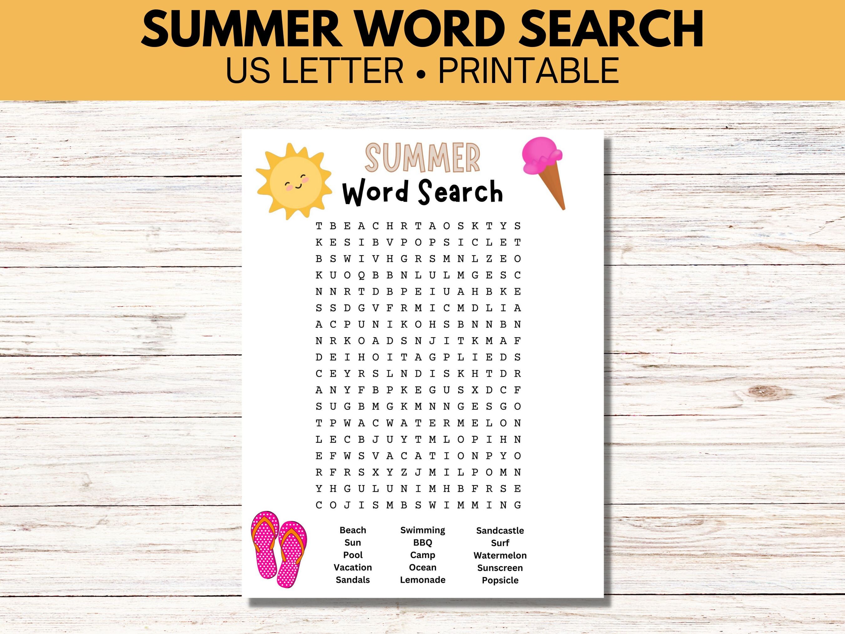 Summer Word Search, Summer Classroom Activity, Summer Home-school Fun ...