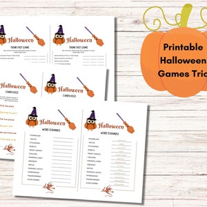 Printable Halloween Games Bundle--word Scramble, Candy Dice, & Think ...