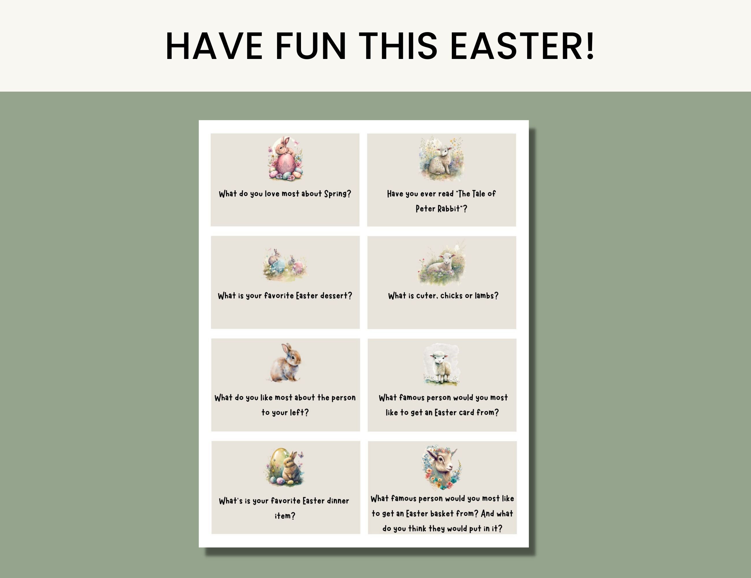 Easter Conversation Starter Cards Printable, Easter Question Cards ...