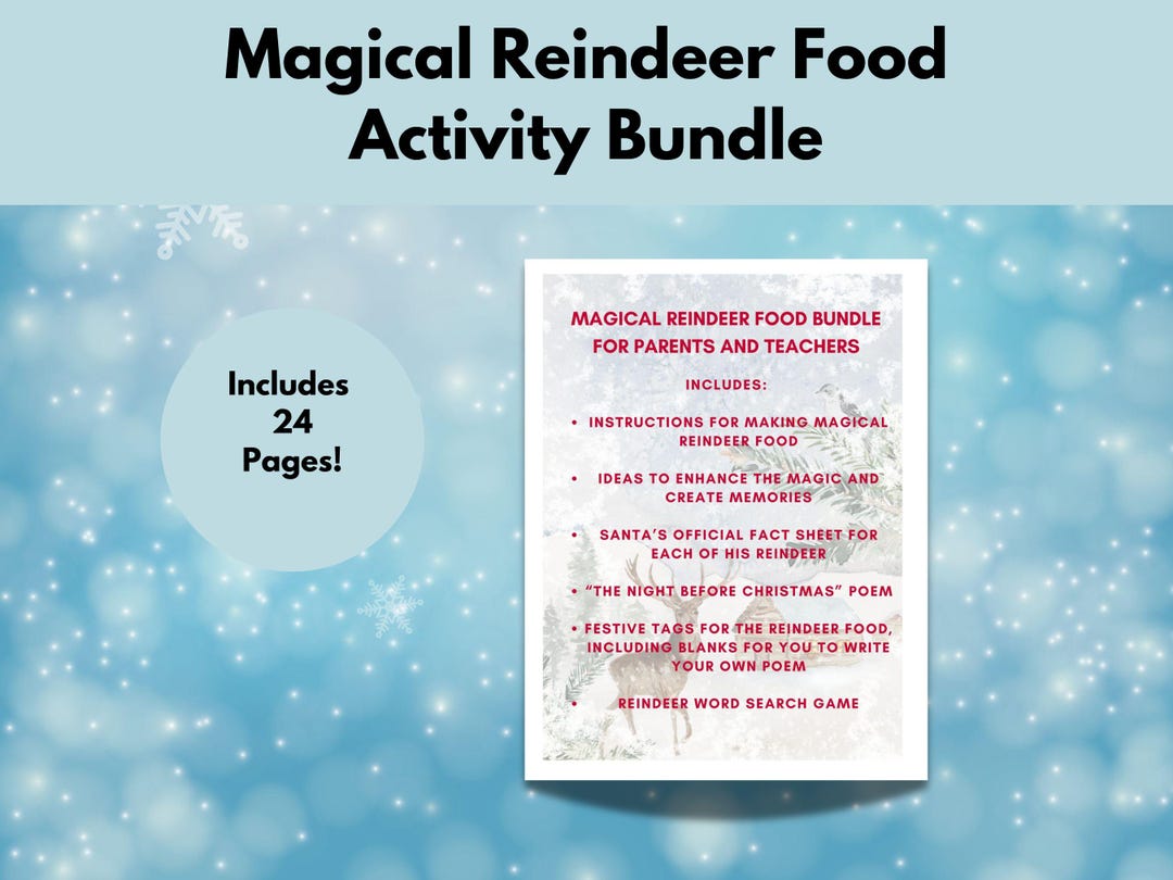 Reindeer Food Activity Bundle, Christmas Eve Printable (digital ...