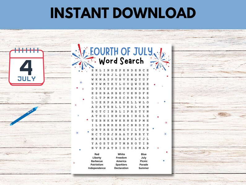 Fourth of July Word Search, Independence Day Word Search, Fourth of ...