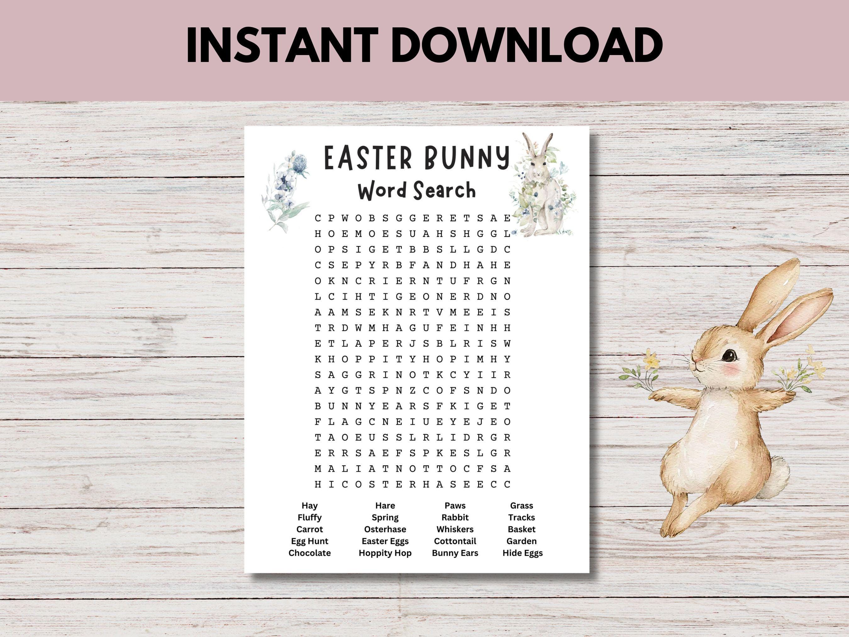 Printable Easter Bunny Word Search Game, Kids Spring Activity (digital ...