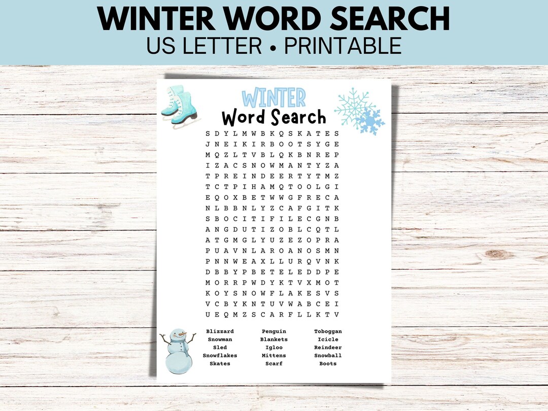 Winter Word Search Puzzle, Classroom Activity (digital Download) - Etsy