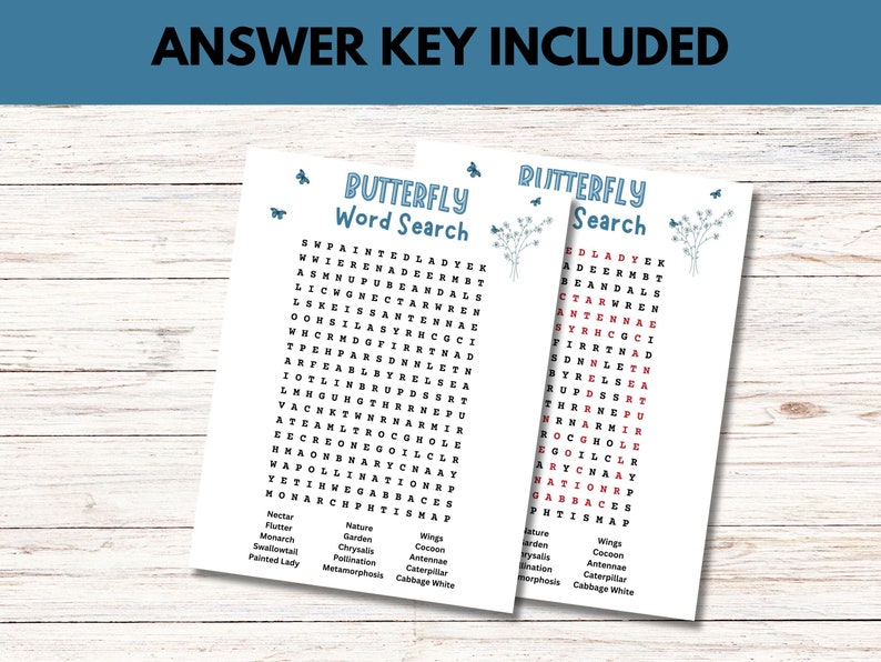 Butterfly Word Search, Spring Word Find, Spring Classroom Activity - Etsy