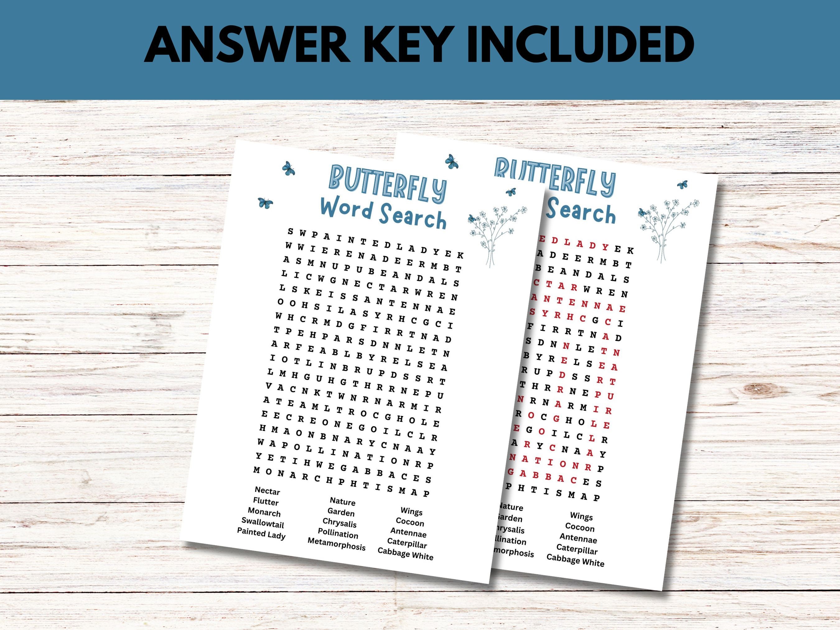 Butterfly Word Search, Spring Word Find, Spring Classroom Activity - Etsy