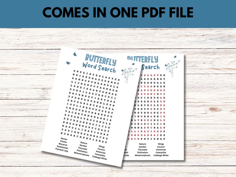 Butterfly Word Search, Spring Word Find, Spring Classroom Activity - Etsy