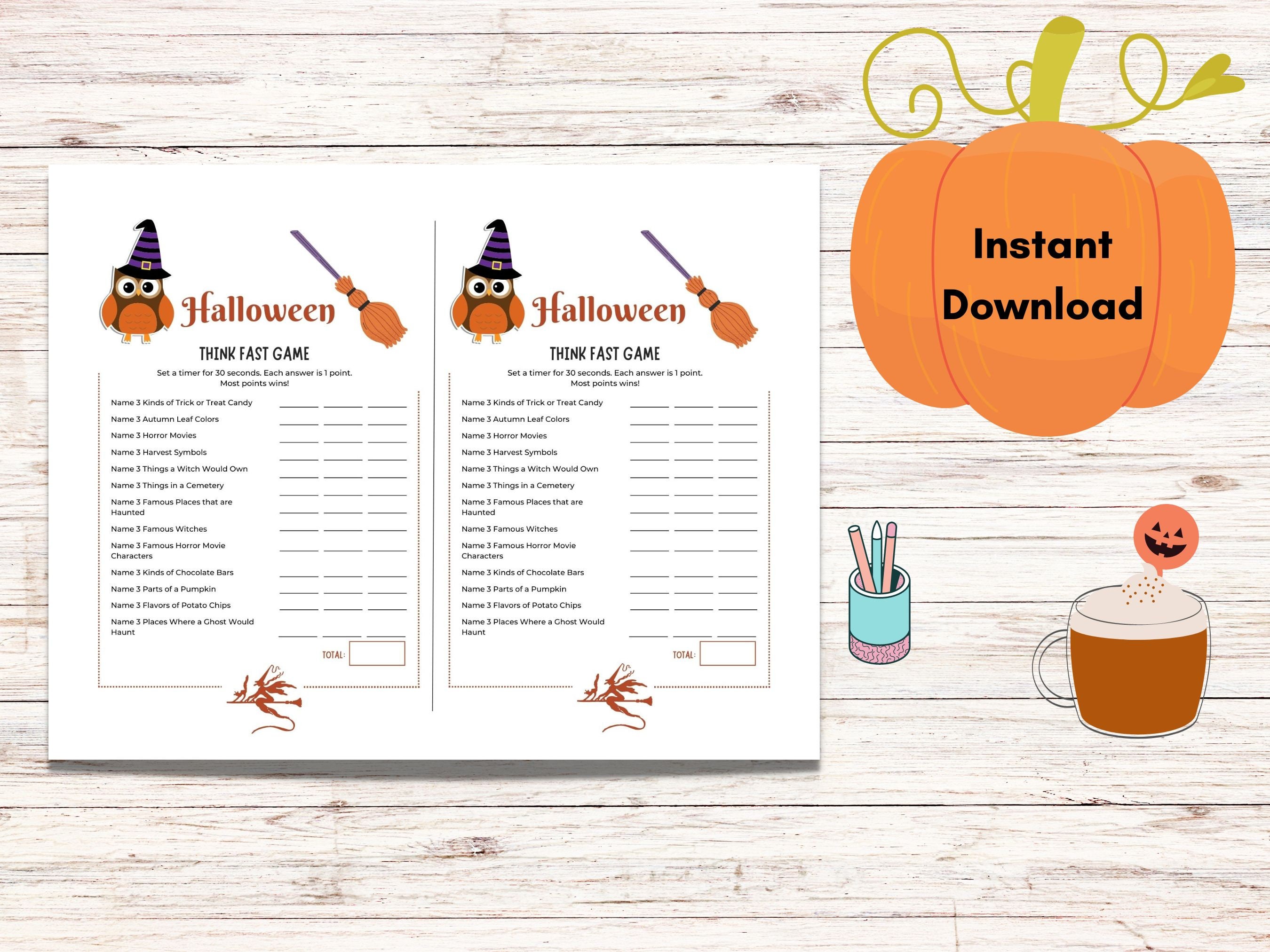 Printable Halloween Games Bundleword Scramble, Candy Dice, & Think Fast ...
