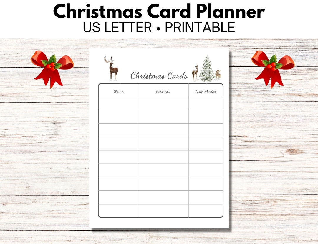 Printable Christmas Card Planner, Christmas Card Checklist, Christmas ...