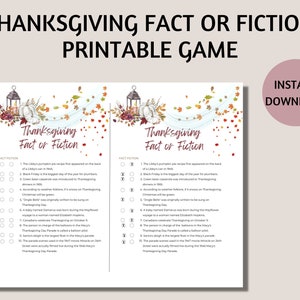 Thanksgiving Fact or Fiction Printable Game, Autumn Game, Thanksgiving ...