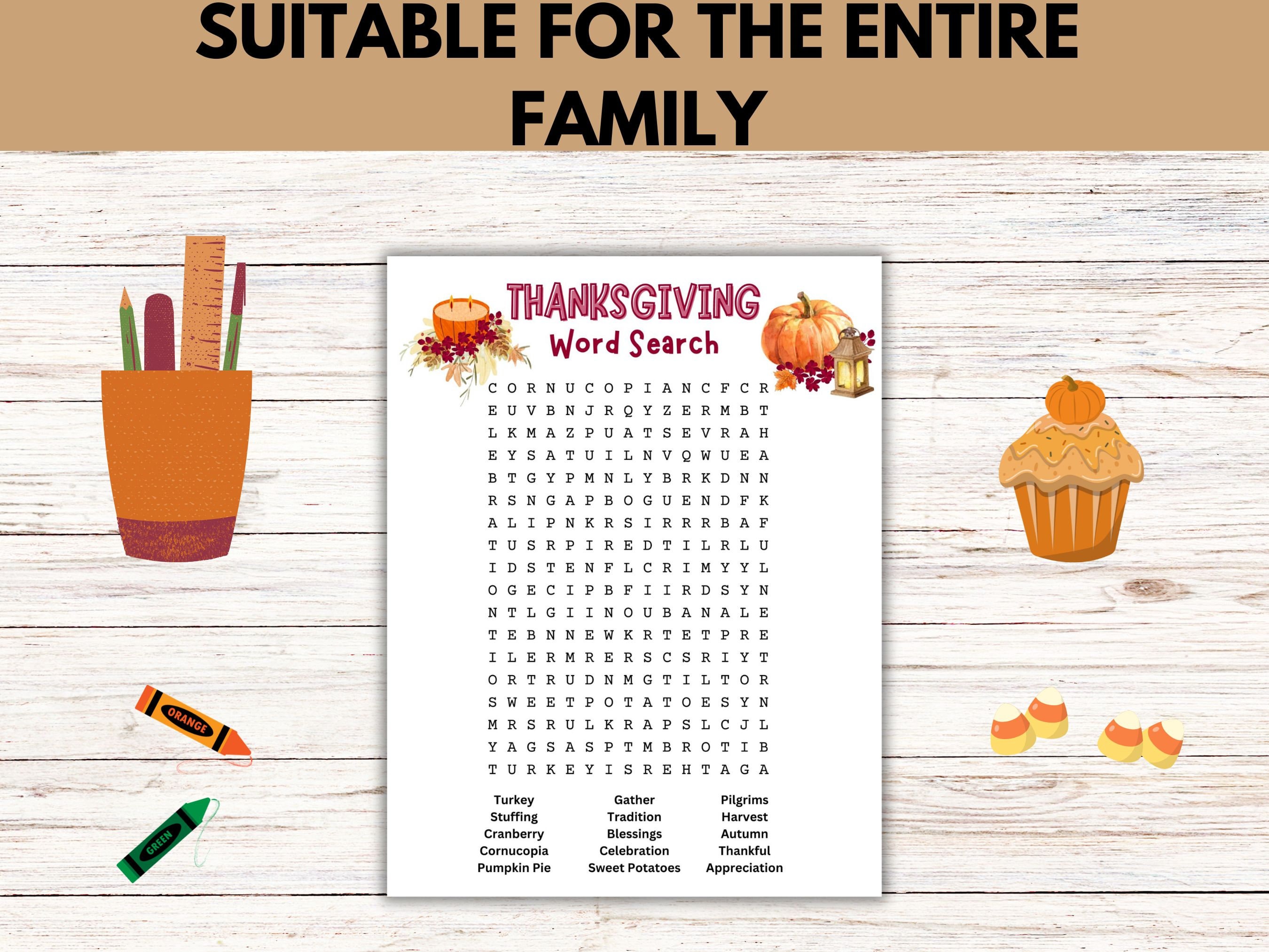 Thanksgiving Word Search Printable, Autumn Word Find, Fall Classroom ...