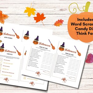 Printable Halloween Games Bundle--word Scramble, Candy Dice, & Think ...